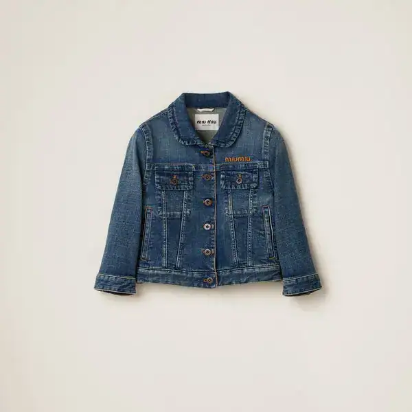 Miu Miu Cropped Denim Jacket - Navy | Editorialist