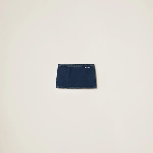 Miu Miu Stretch Denim Miniskirt - Navy | Editorialist