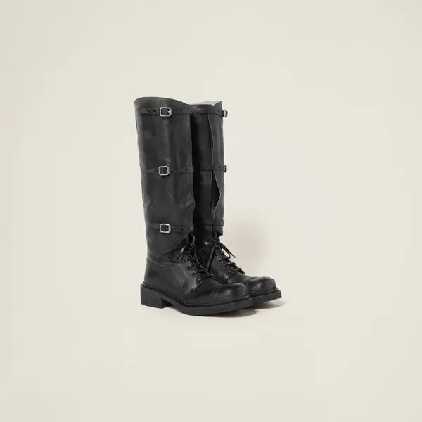 Miu Miu Leather Boots - Black