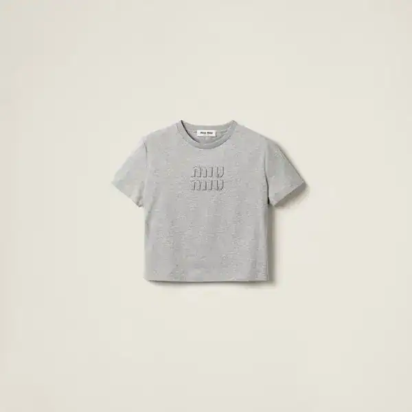 Miu Miu Cotton Jersey T-Shirt - Grey | Editorialist