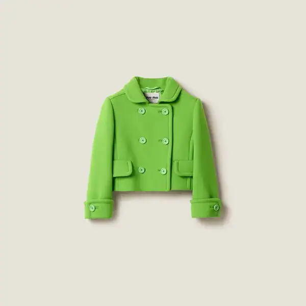 Miu Miu Double-Breasted Natté Jacket Apple Green Editorialist
