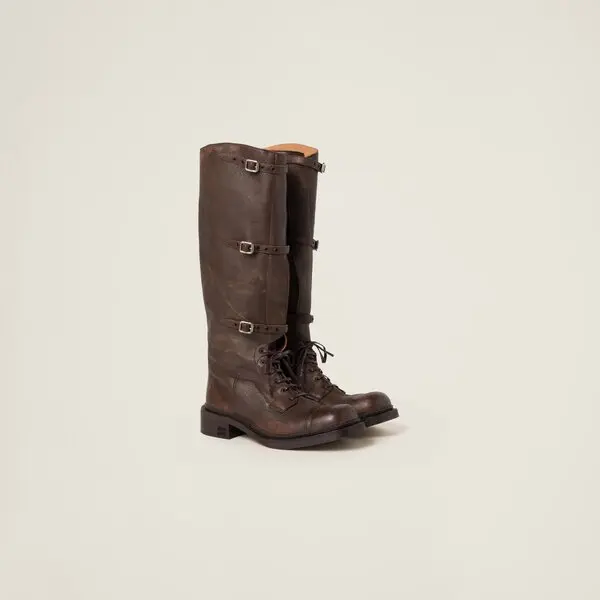 Miu Miu Leather Boots - Cocoa Brown