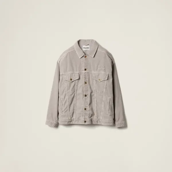 Miu Miu Washed Velvet Blouson Jacket - Granite Gray