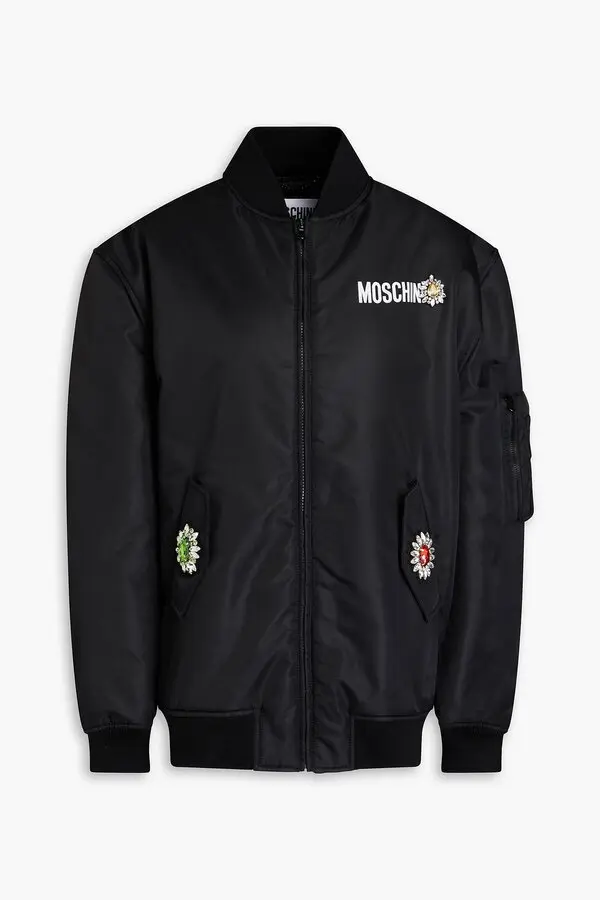 Moschino Crystal-embellished Shell Bomber Jacket