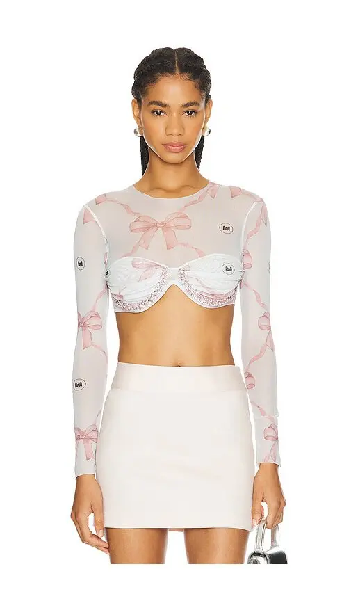 MILKWHITE Cropped Mesh Top