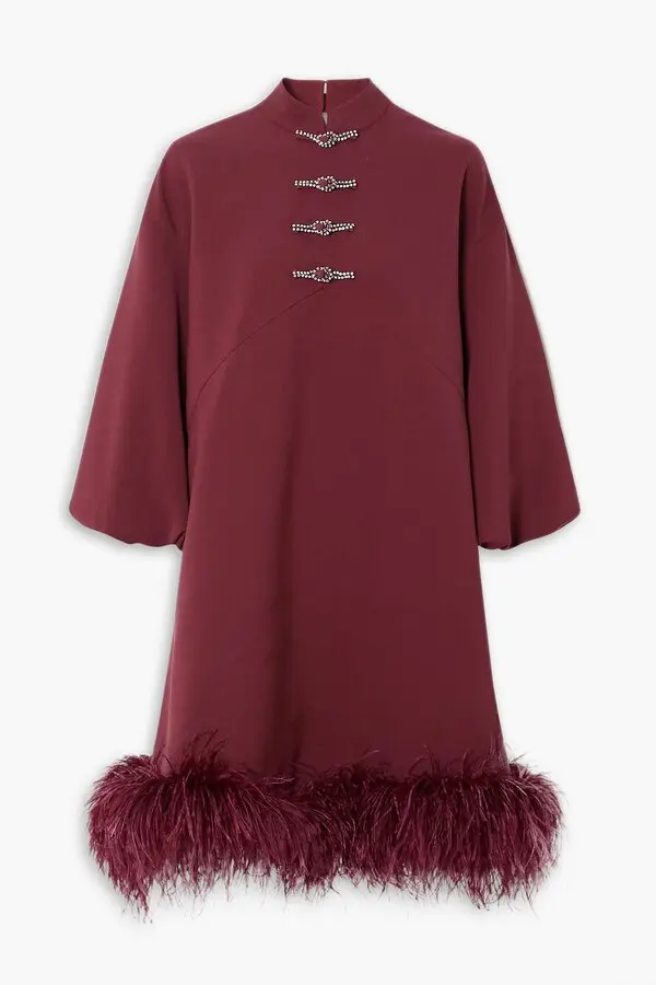 Huishan Zhang Meiling Feather-trimmed Mini Dress