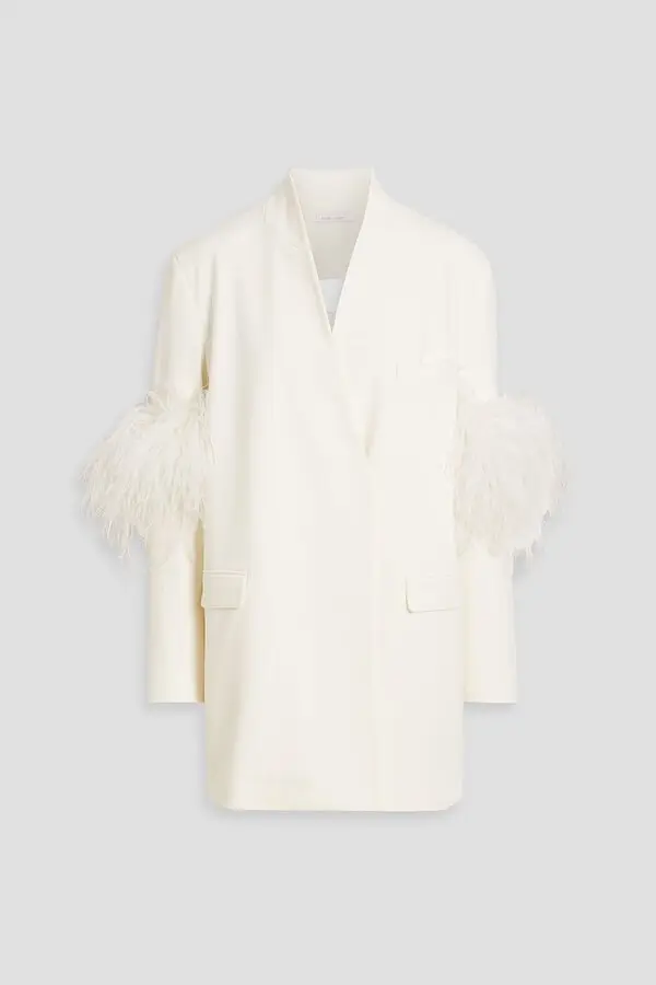 Rachel Gilbert Dani Feather-embellished Crepe Blazer - Ivory
