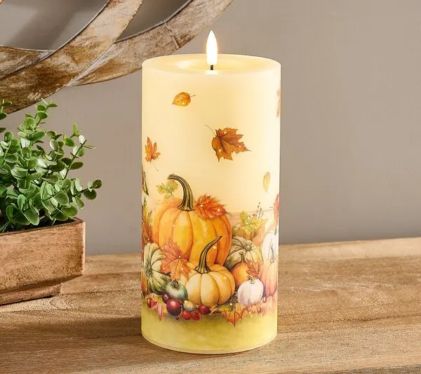 VALERIE PARR HILL Harvest 4'x8' Lit Wax Fiber Optic Pillar Valerie