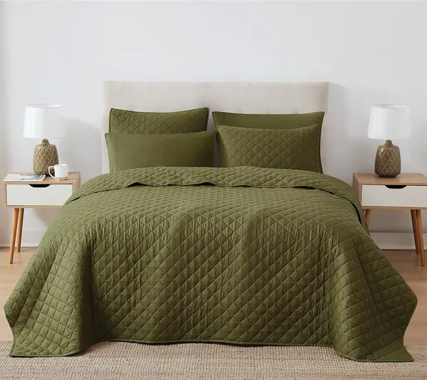 CANNON Oversized Percale King 3pc Quilt Set