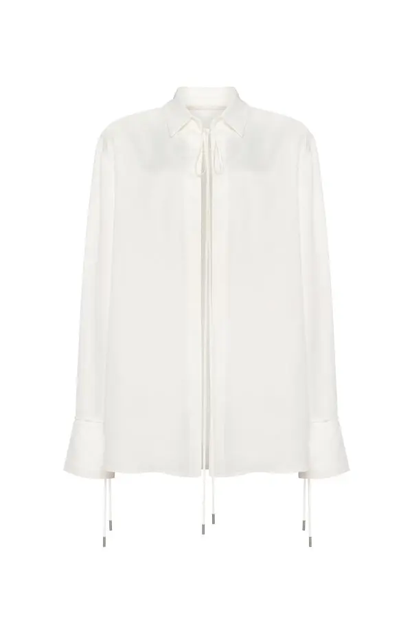MILLA Front-tie Satin Blouse