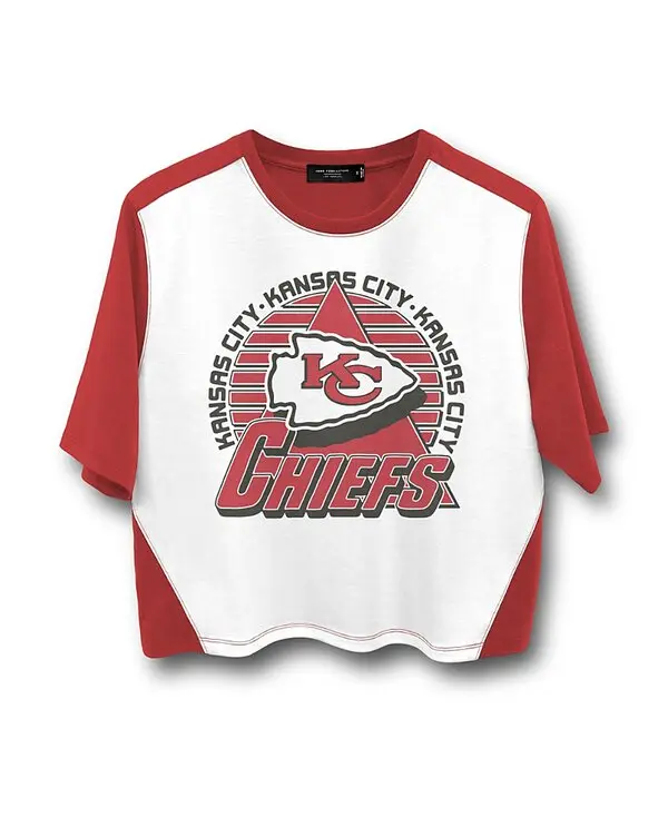 Junk Food Clothing Nfl Kansas City Chiefs Color Block Crop Tee - White/licorice