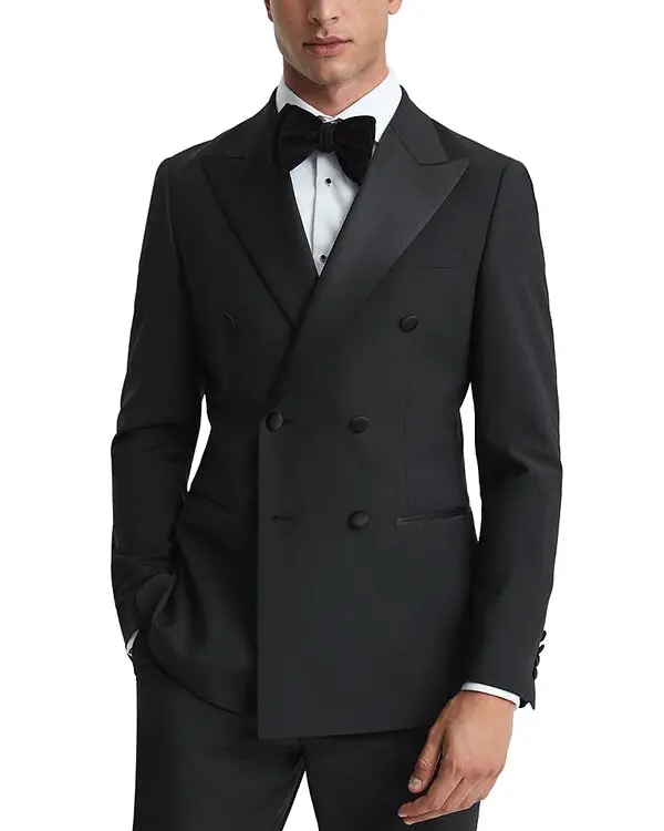 REISS Poker Double Breasted Tuxedo Jacket - Black