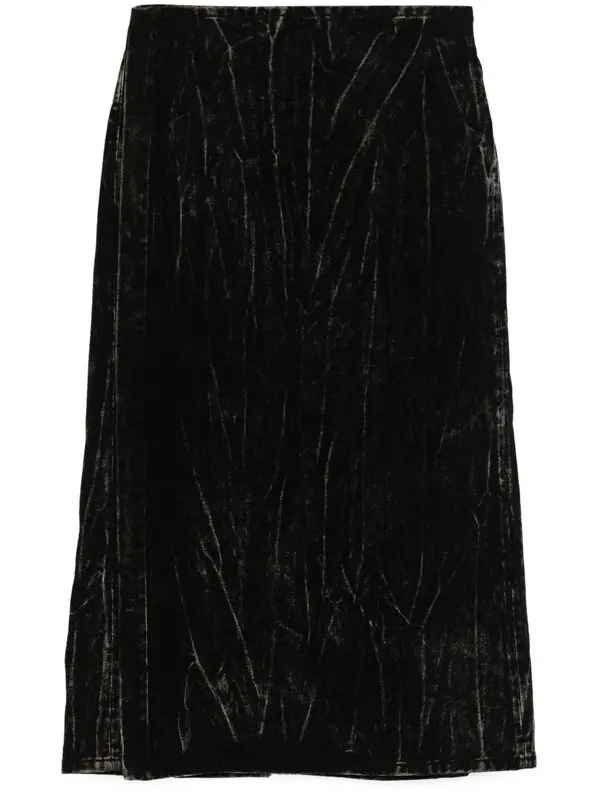 Y/project Draped Asymmetric Midi Skirt - Black Vertical Whiskers - Black Vertical Whiskers