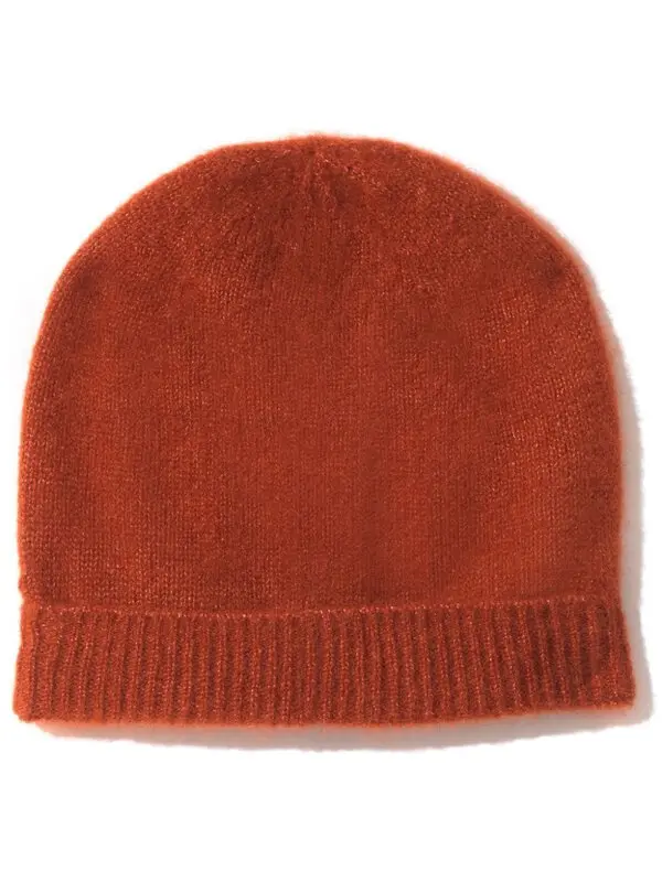 Cashmere In Love Turn-up Hem Cashmere Beanie - Orange