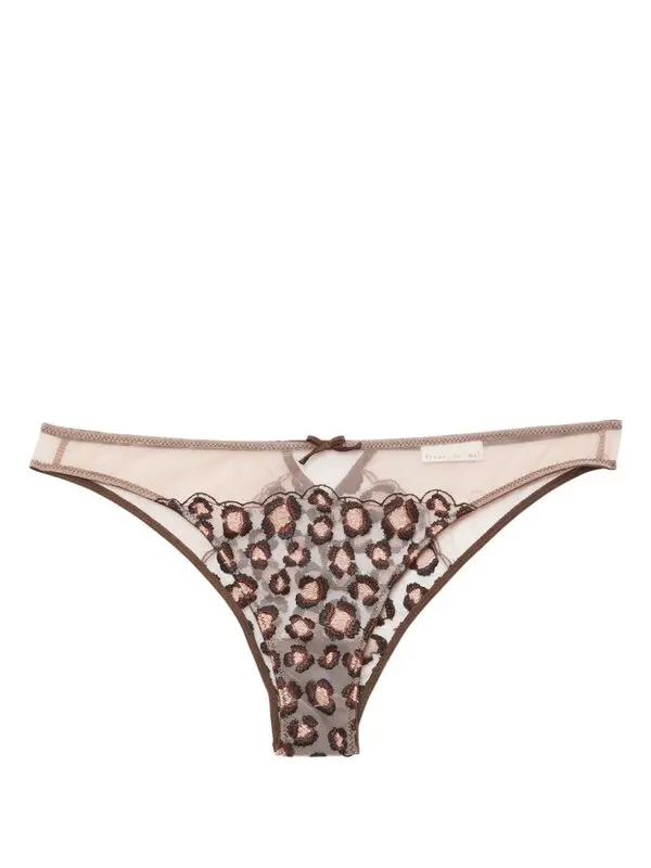 Fleur Du Mal Leopard-embroidered Cheeky Briefs - Brown