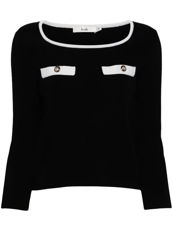 B+AB Round-neck Cropped Top - Black