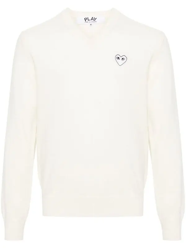 Play Comme Des Garcon Heart-patch Wool Jumper
