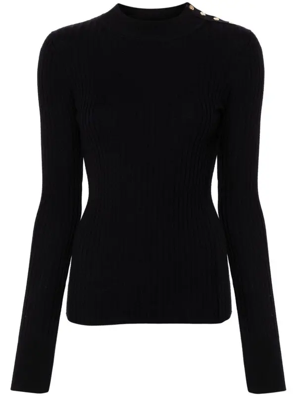 FORTE_FORTE Shoulder-button Ribbed Jumper - Blue