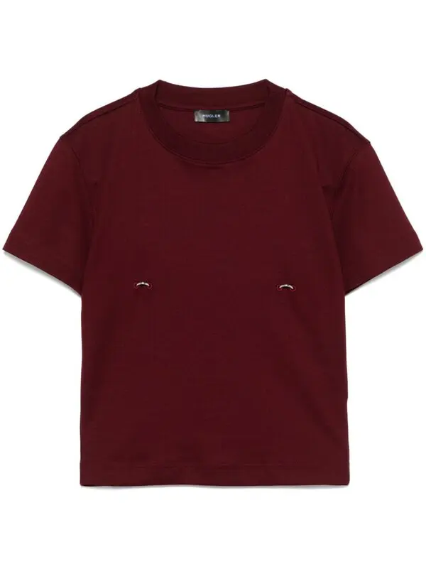 MUGLER Piercing-detail T-shirt - Red