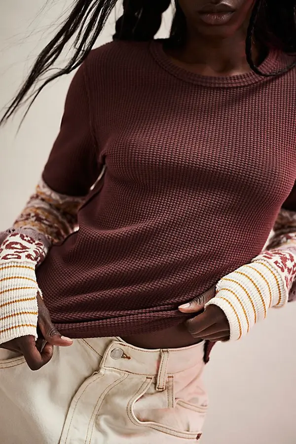 Free People We The Free All In Cuff Top - Chocolate Combo