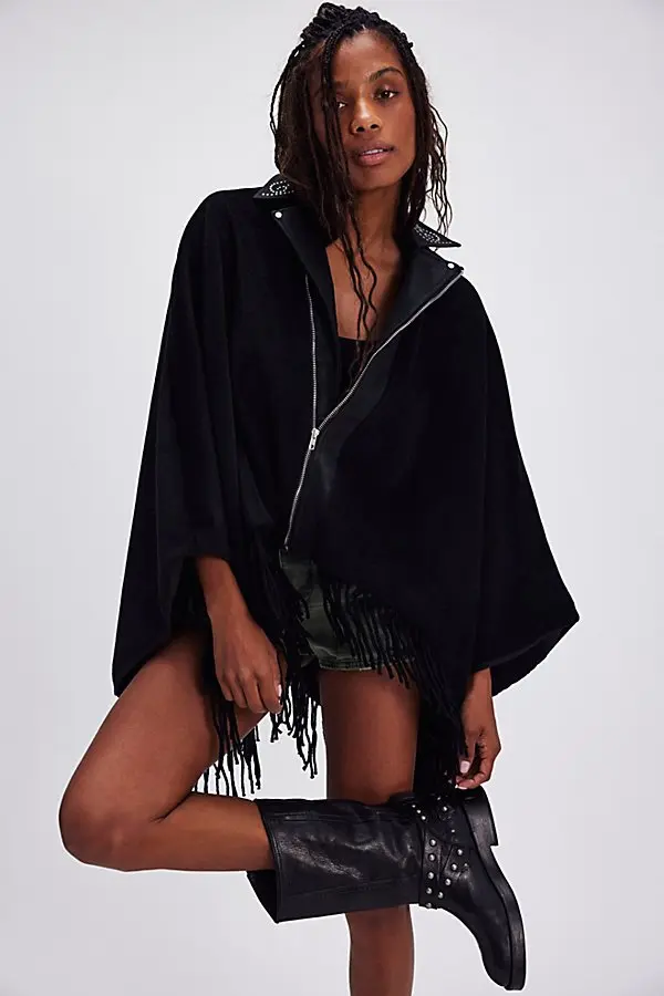 UNDERSTATED LEATHER Poncho Jacket