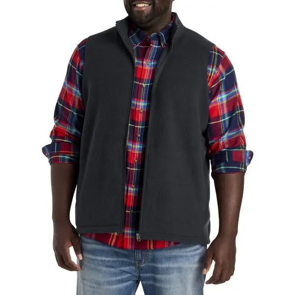 HARBOR BAY BY DXL Polar Fleece Vest - Black