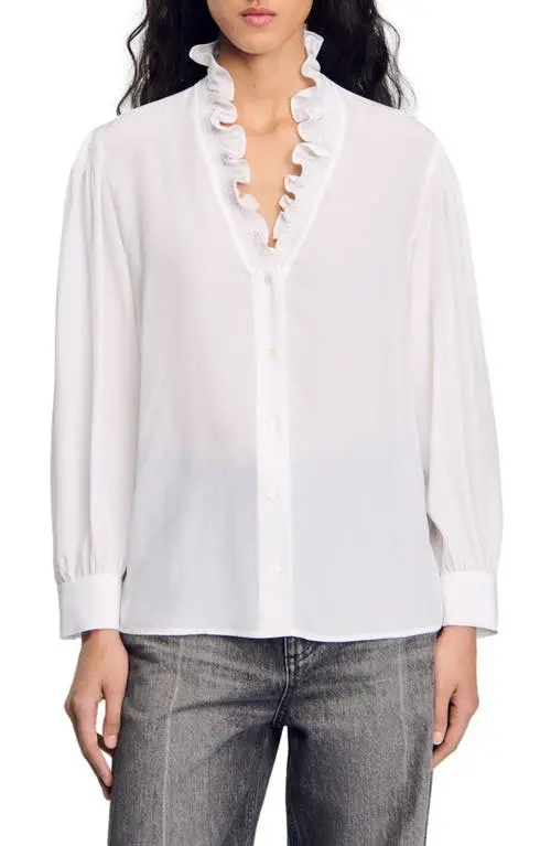 Sandro Floaty Silk Shirt - White