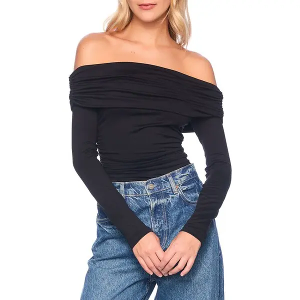 Susana Monaco Off-the-shoulder Poet Top - Black