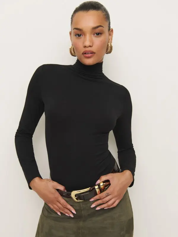 REFORMATION Nell Knit Top - Black