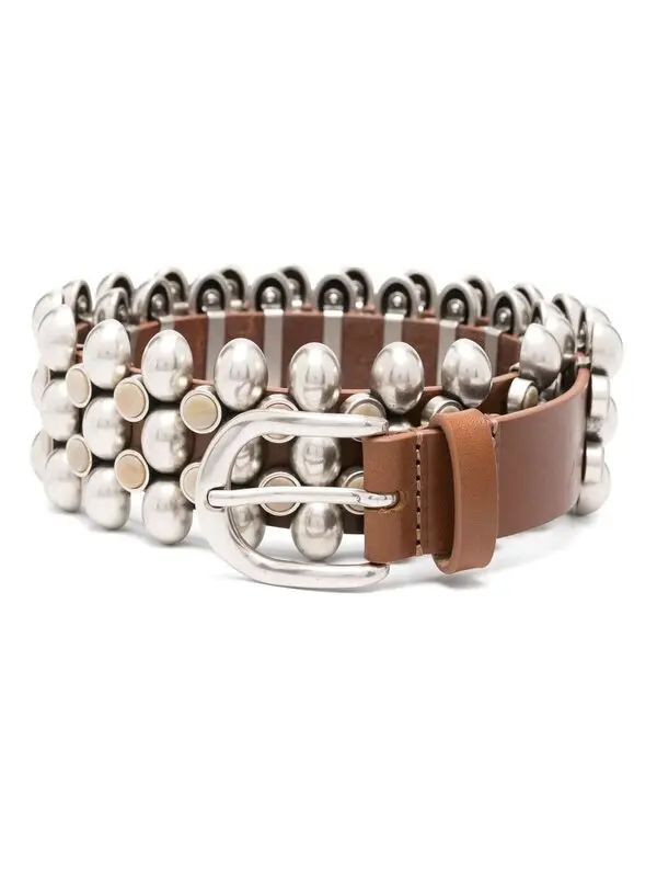 Isabel Marant Varana Leather Belt - Nlsi - Natural Silver