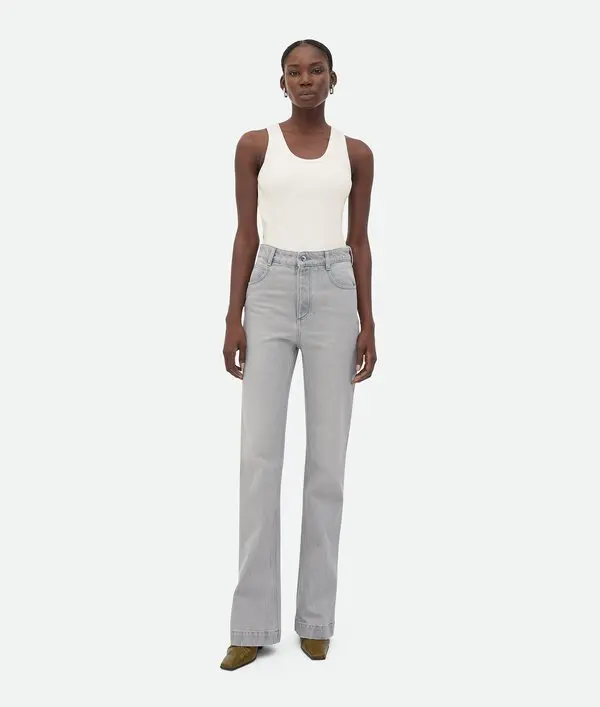 Bottega Veneta Washed Flared Denim - Light Grey