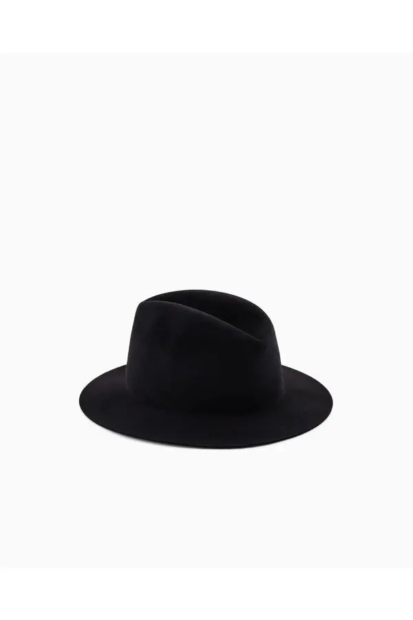 Giorgio Armani Wide-brimmed Rabbit Fur Hat - Blue