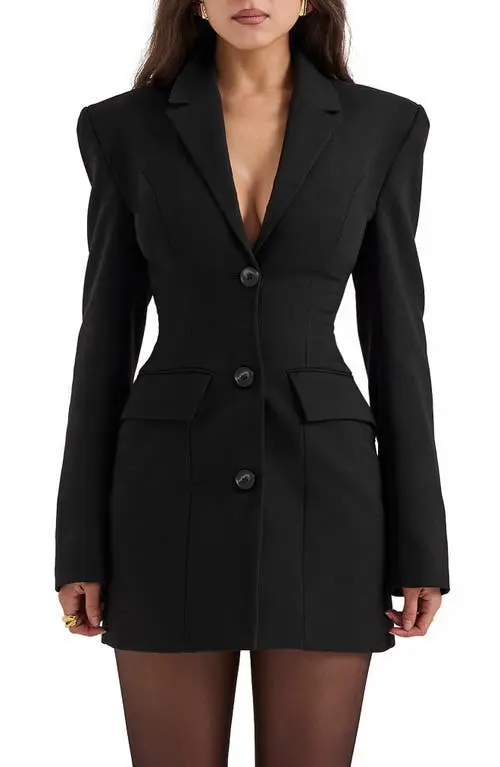 House Of Cb Amia Long Sleeve Blazer Minidress - Black