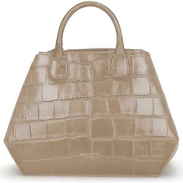TEDDY BLAKE Vera Croco 14" Top Handle Bag - Lightbeige