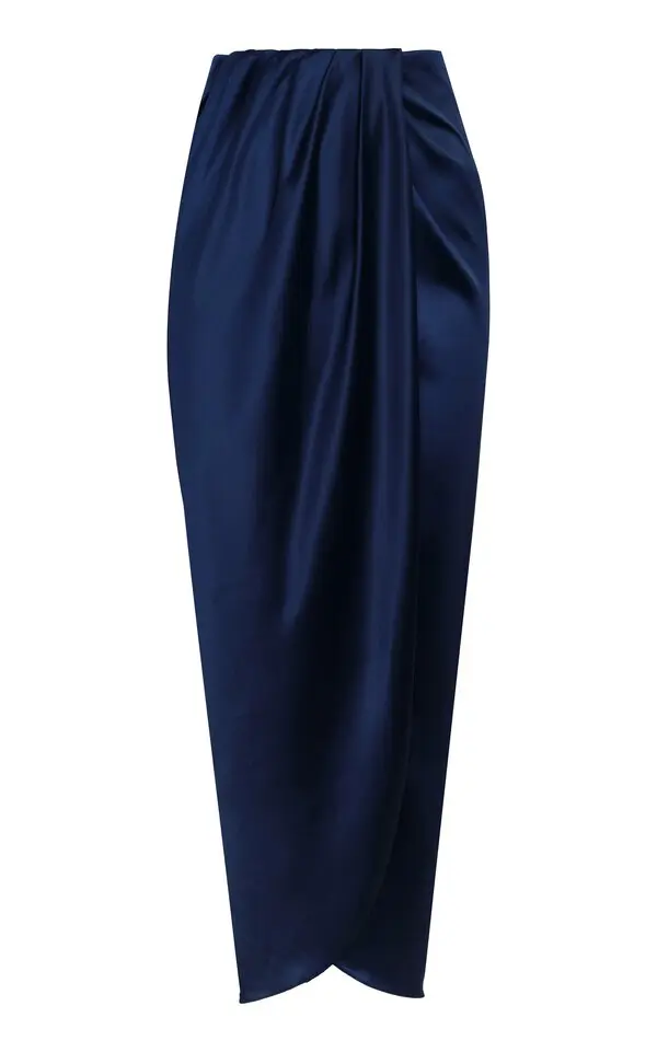 ANDRES OTALORA Memorias Draped Satin Midi Skirt