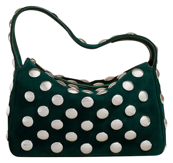 Khaite Elena Studded Shoulder Bag English Green Editorialist