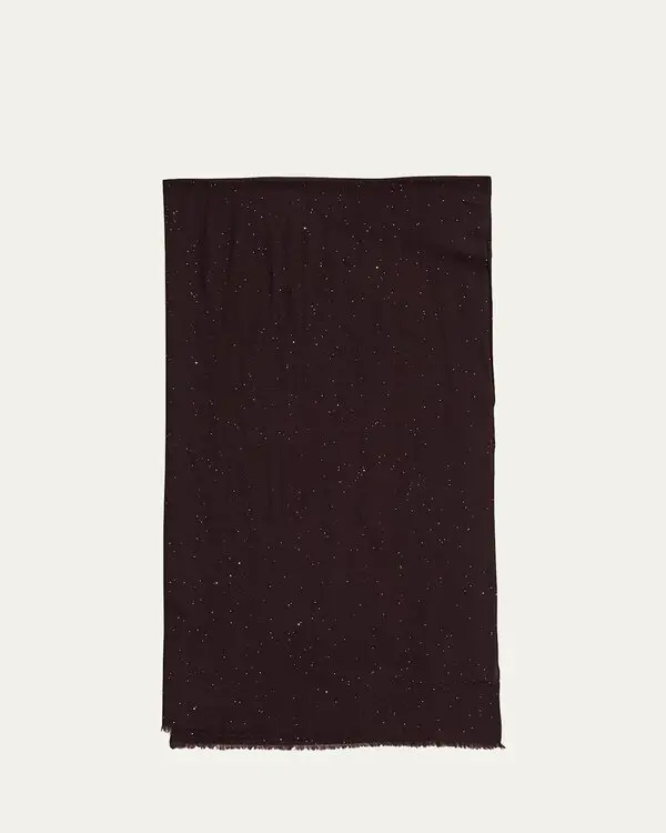 Faliero Sarti Raissa Sparkle Wool Blend Scarf - Chocolate Brown/ Silver