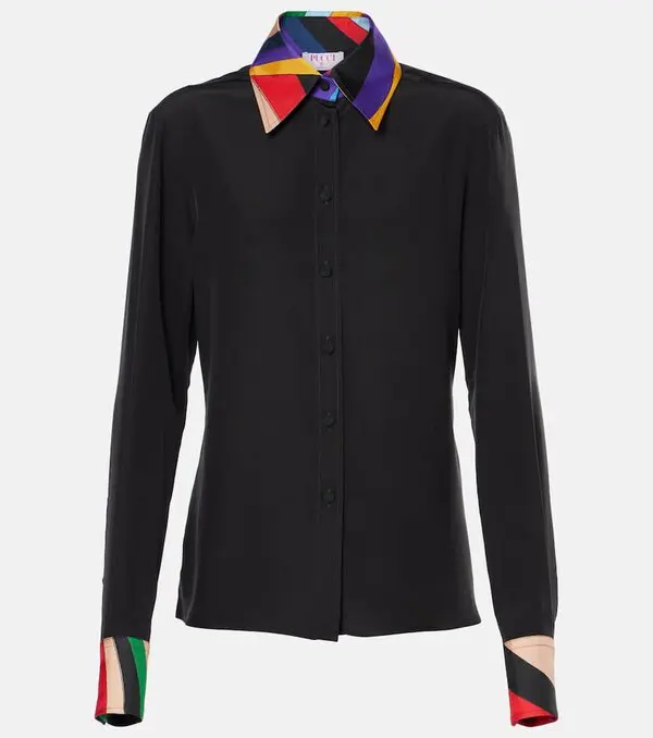 Emilio Pucci Silk Crêpe De Chine Polo Shirt