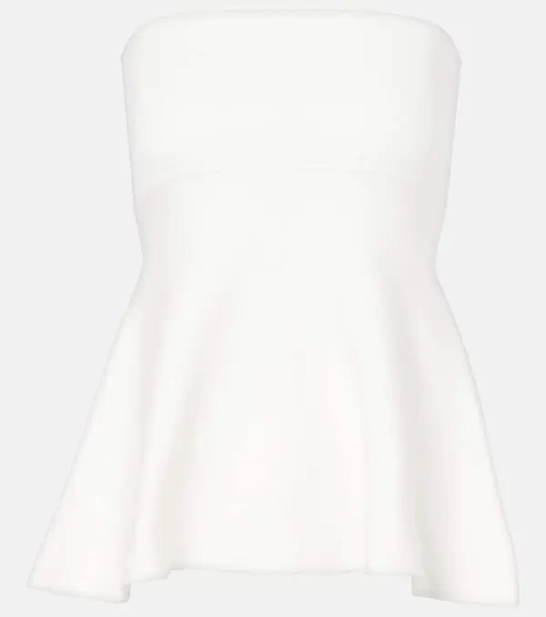 THE FRANKIE SHOP Agathe Knitted Peplum Top - White