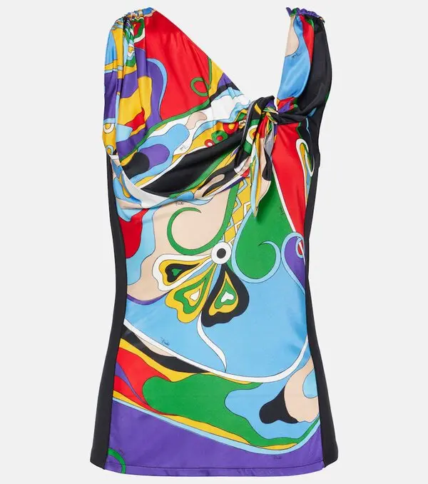 Emilio Pucci Orchidee Tie-neck Top
