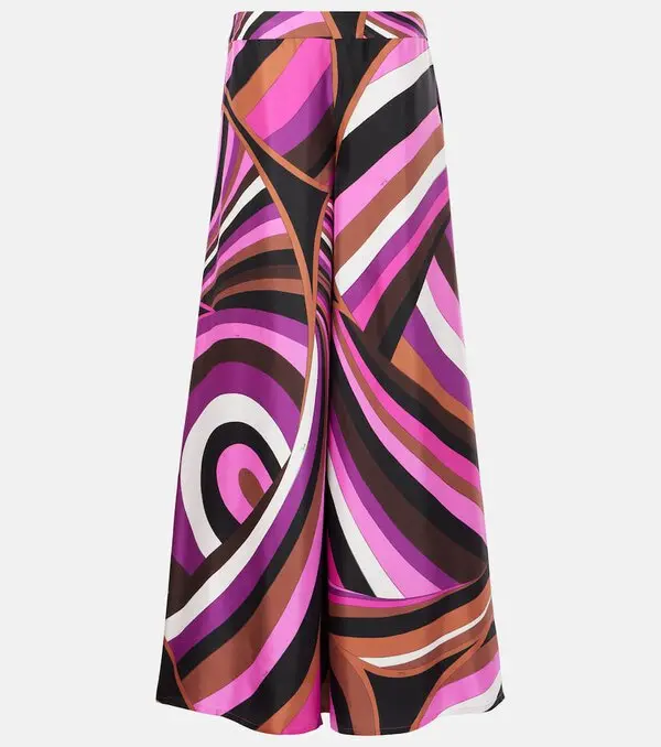 Emilio Pucci Iride Printed Silk Twill Palazzo Pants - Pink