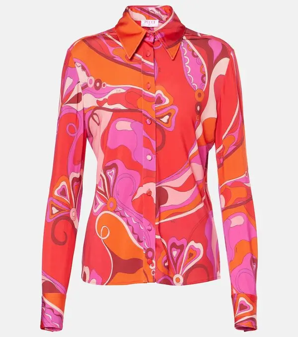 Emilio Pucci Orchidee Jersey Satin Shirt