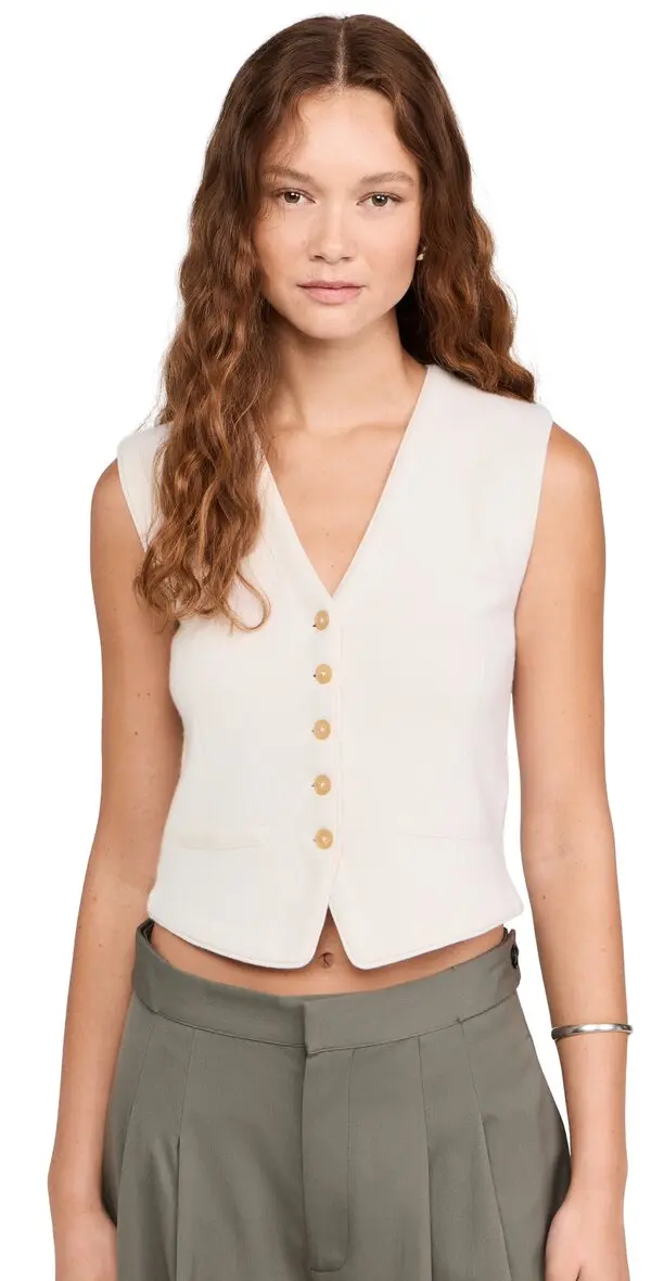 Guest In Residence Tailored Cashmere Vest - Cream