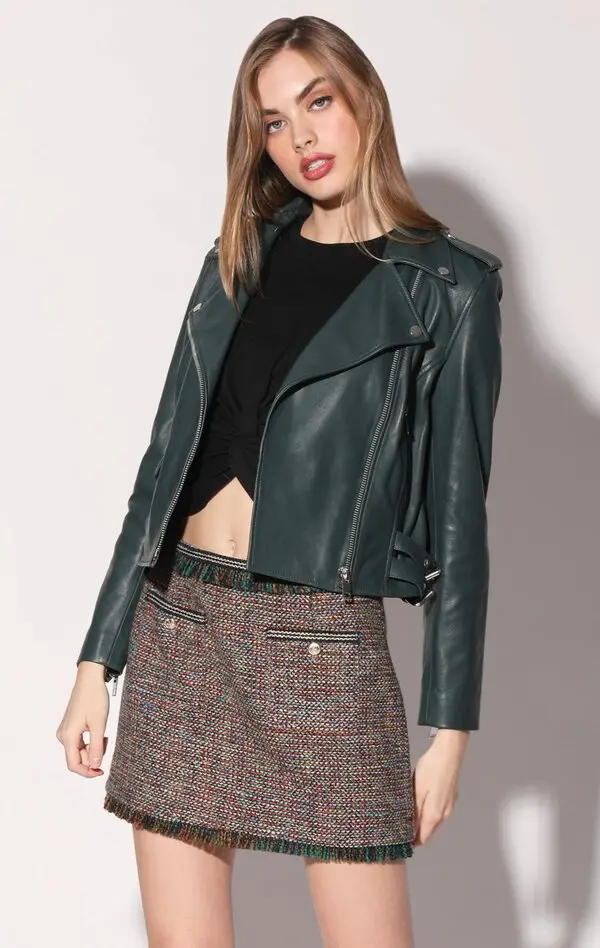 Buy Walter Baker Liz Jacket Hunter Leather Green At 40 Off Editorialist