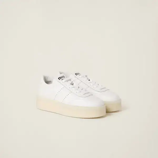 Miu Miu Leather Sneakers - White | Editorialist