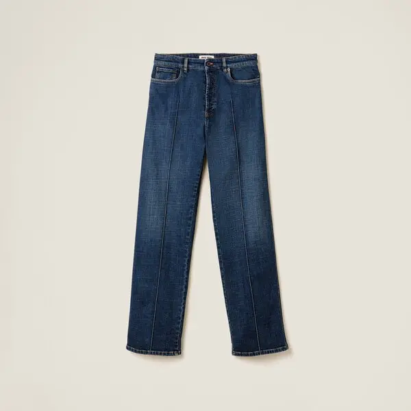 Miu Miu Stretch Denim Trousers - Navy | Editorialist