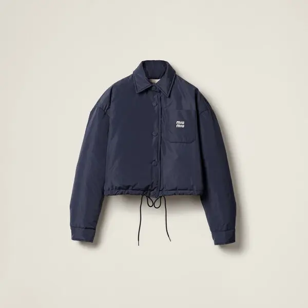 Miu Miu Technical Pongé Cropped Down Jacket