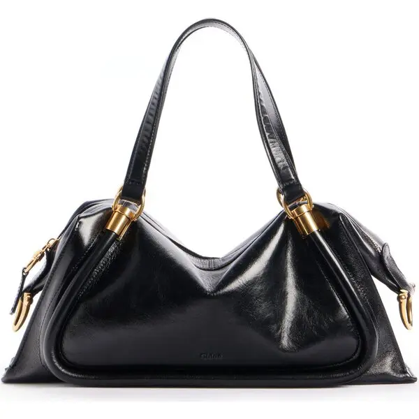 Chloé Large Paraty Leather Shoulder Bag - Black