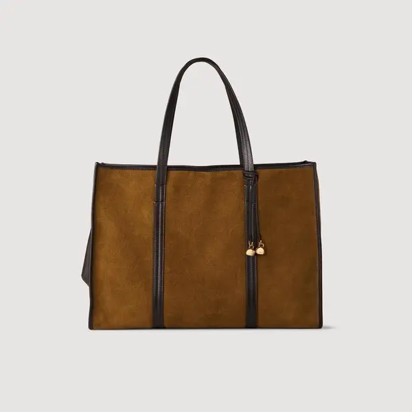 Sandro Large Suede Tote - Camel