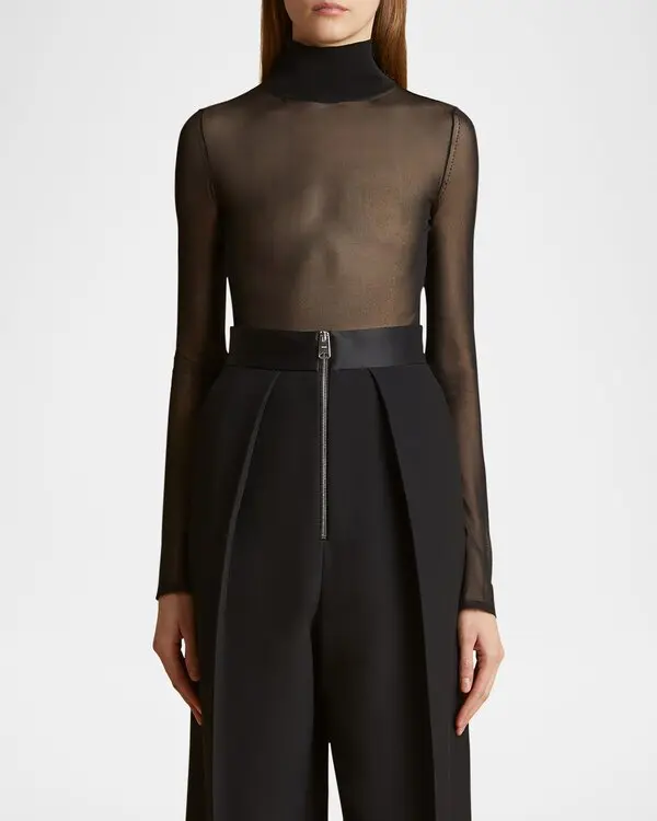 Khaite Tallin Sheer Mesh Bodysuit - Black